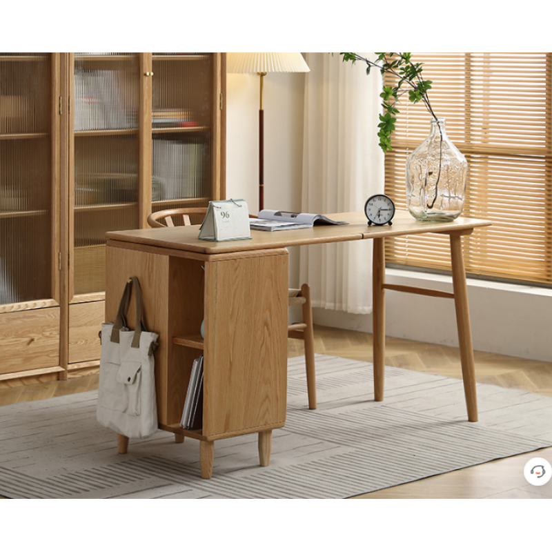 Berlin Natural Solid Oak Desk with storage